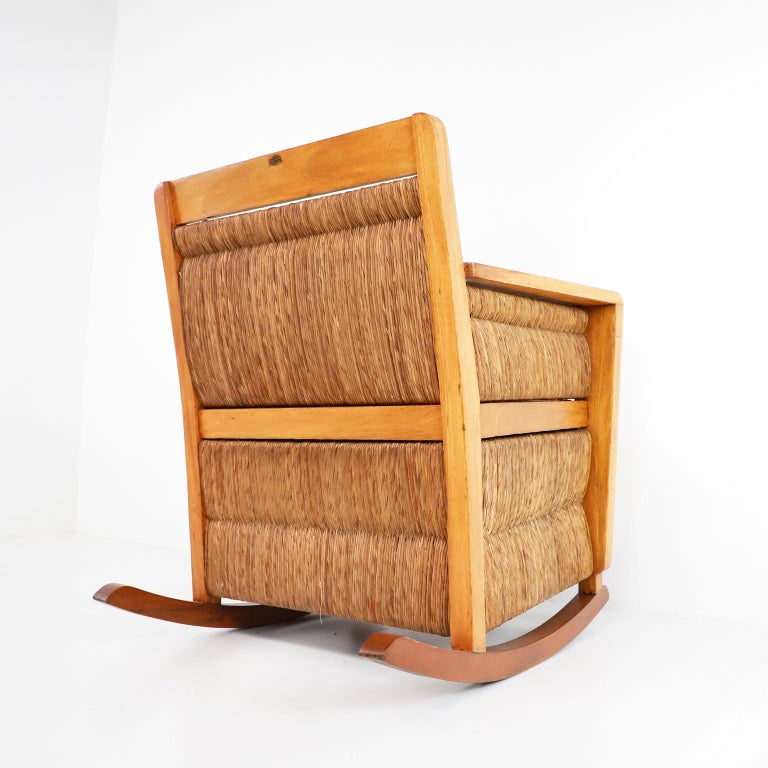 Pair of Mexican Mid-Century Modern Woven Rockingchairs For Sale at 1stDibs