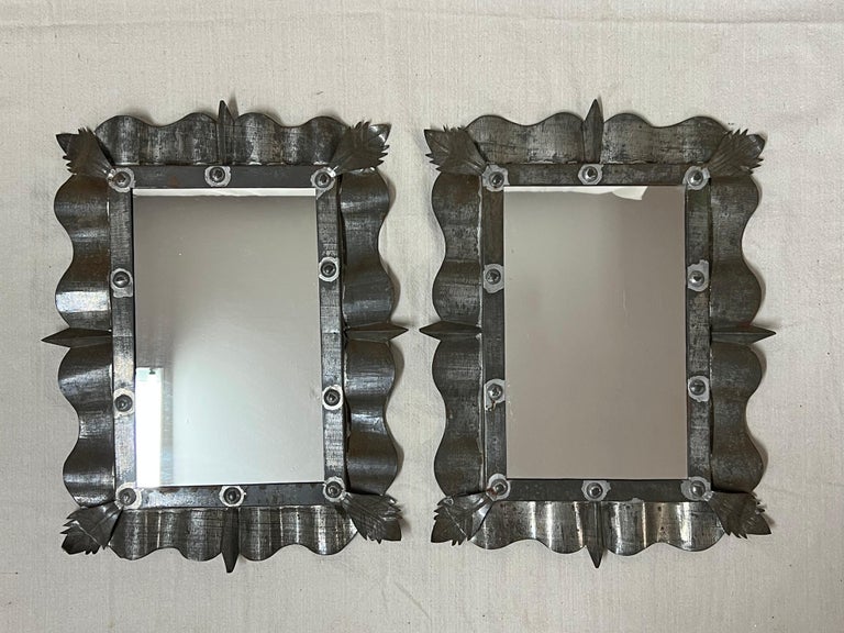 Pair of Mexican Tin Mirrors in the style of Artist Gene Byron For Sale ...