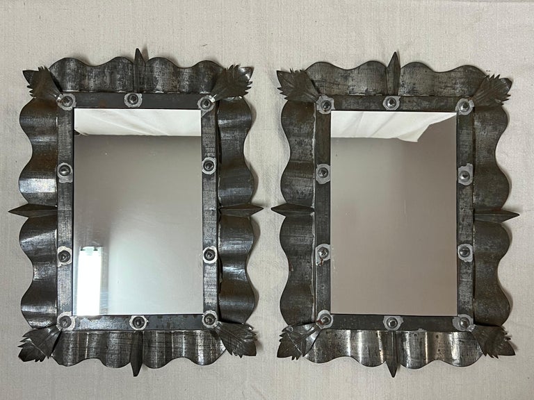 Pair of Mexican Tin Mirrors in the style of Artist Gene Byron For Sale ...