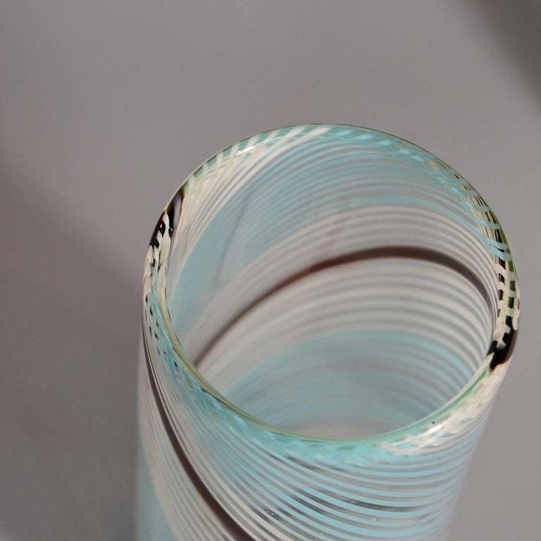 Pair of Mezza Filigrana Murano Glass Vases, circa 1950 For Sale at 1stDibs