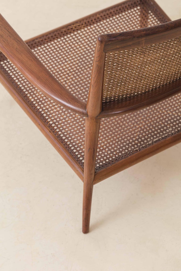 Pair of MF5 Armchairs with Cane Seats by Branco and Preto, Midcentury ...