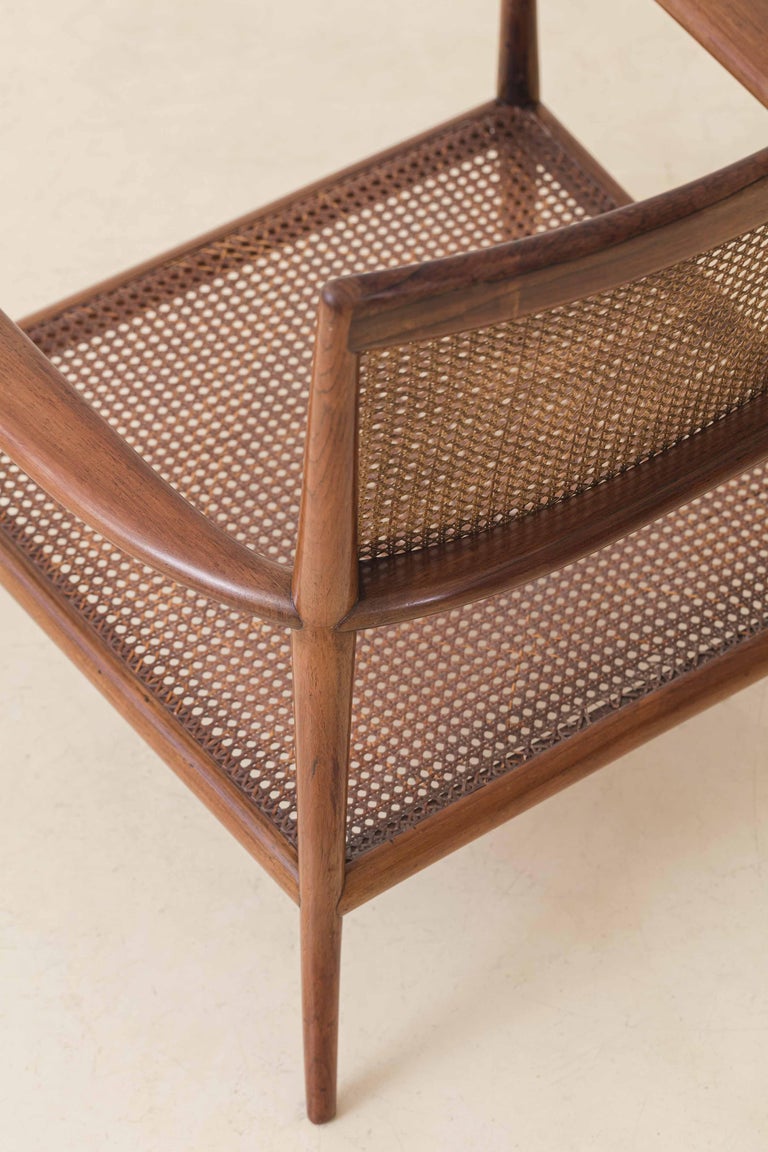 Pair of MF5 Armchairs with Cane Seats by Branco and Preto, Midcentury ...