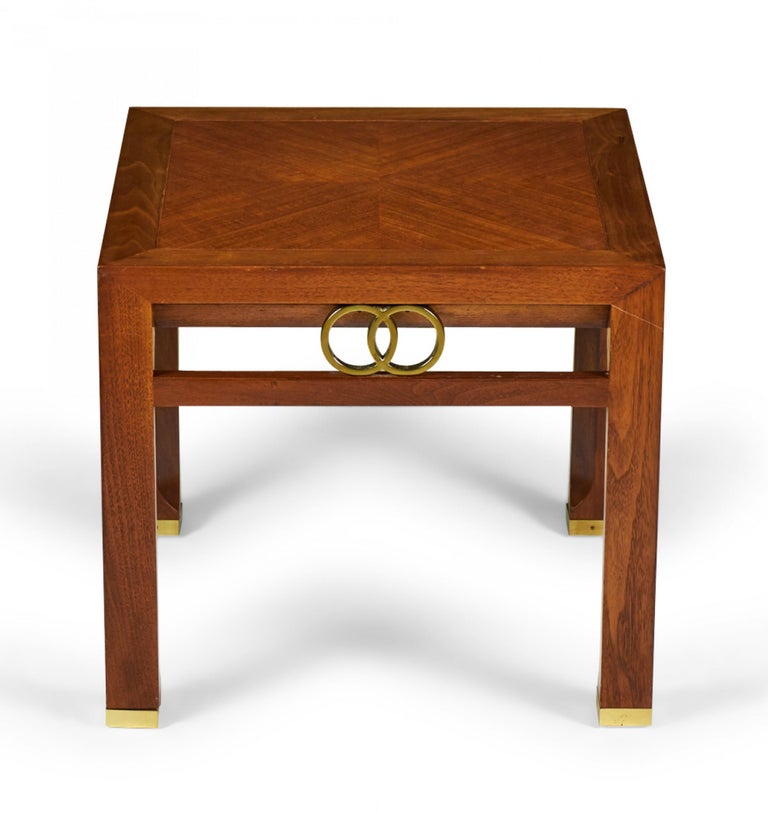 Pair of Michael Taylor for Baker Walnut and Brass Interlocking Ring ...