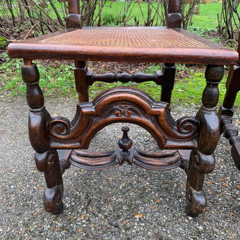Pair of Mid 19th Century Carolean Style High Back Walnut Chairs For ...