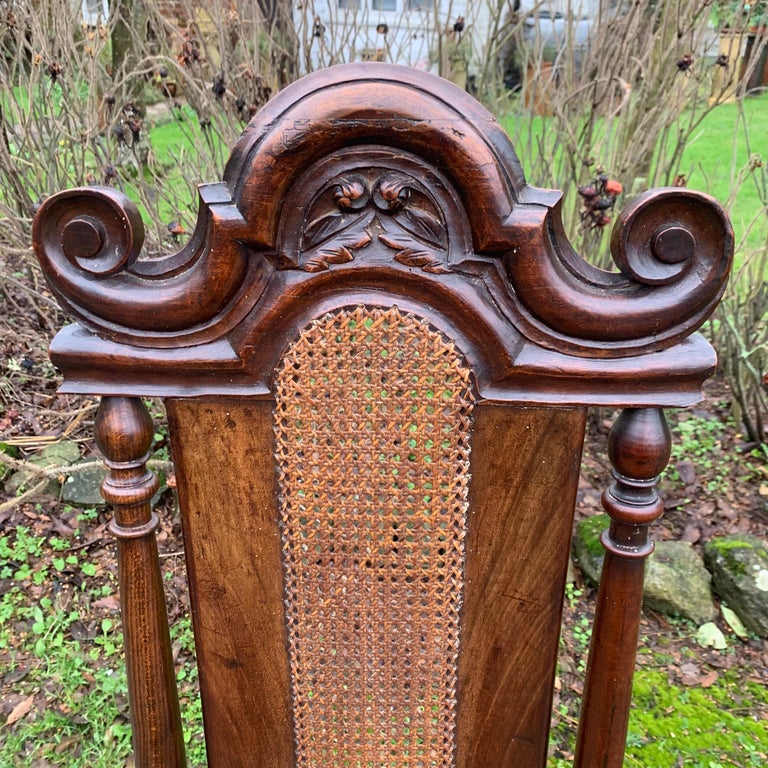 Pair of Mid 19th Century Carolean Style High Back Walnut Chairs For ...