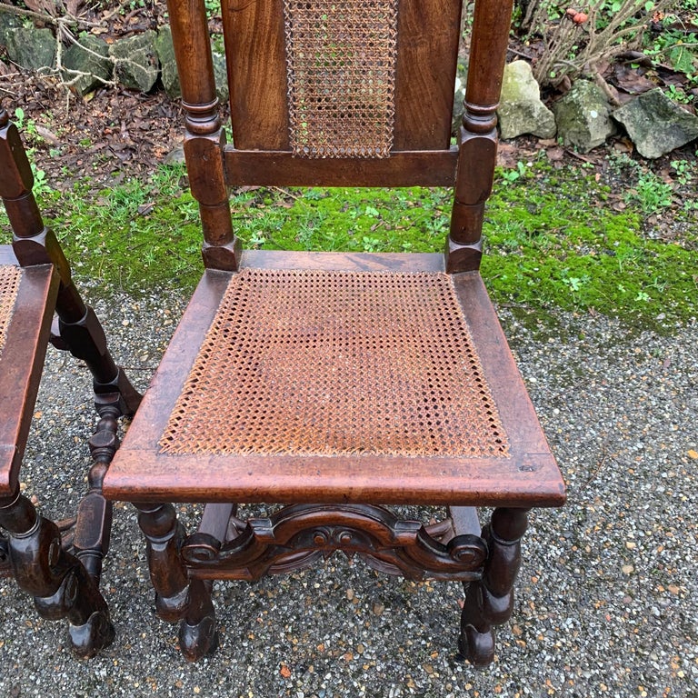Pair of Mid 19th Century Carolean Style High Back Walnut Chairs For ...