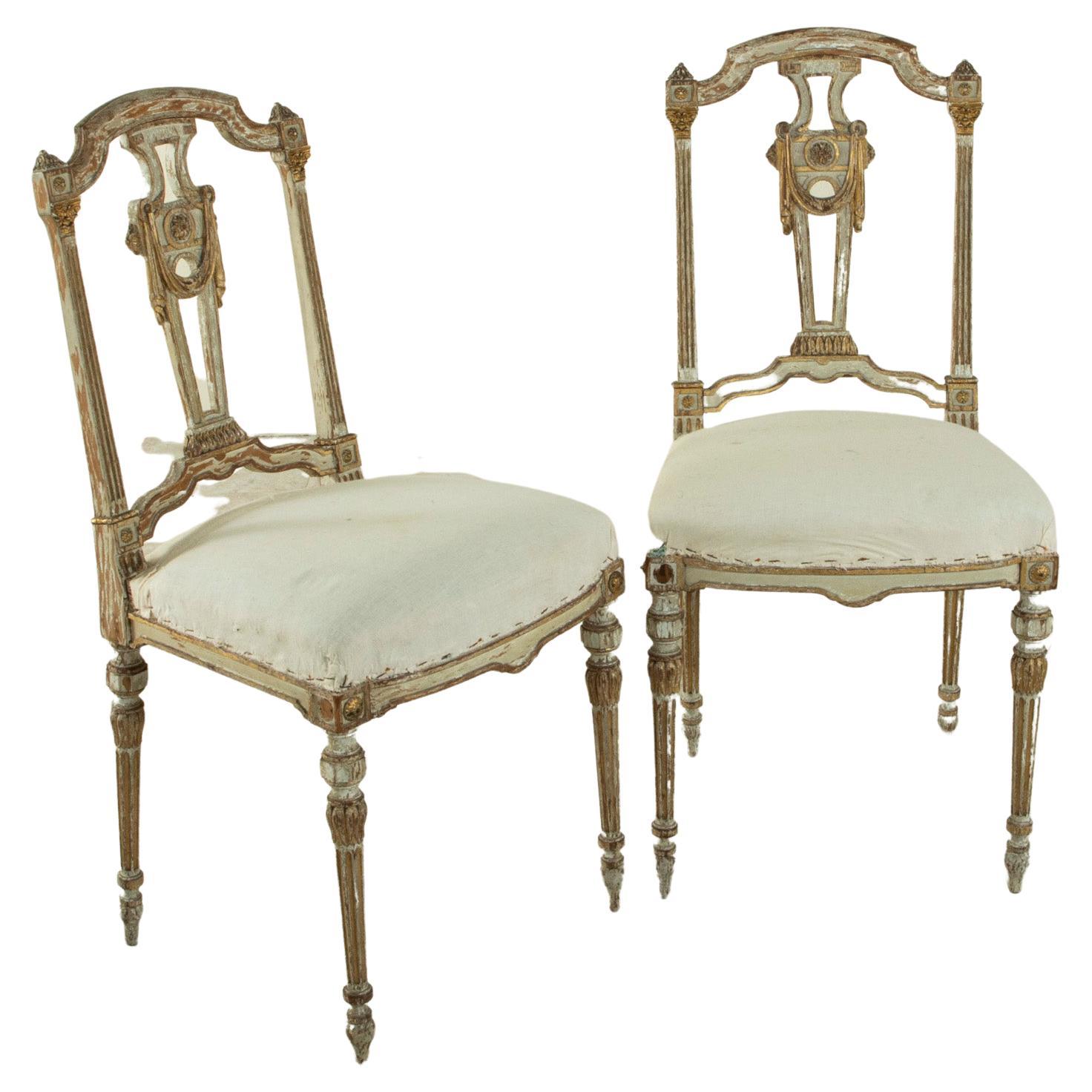 Pair of 19th Century French Louis XVI Style Giltwood Chairs For Sale at ...