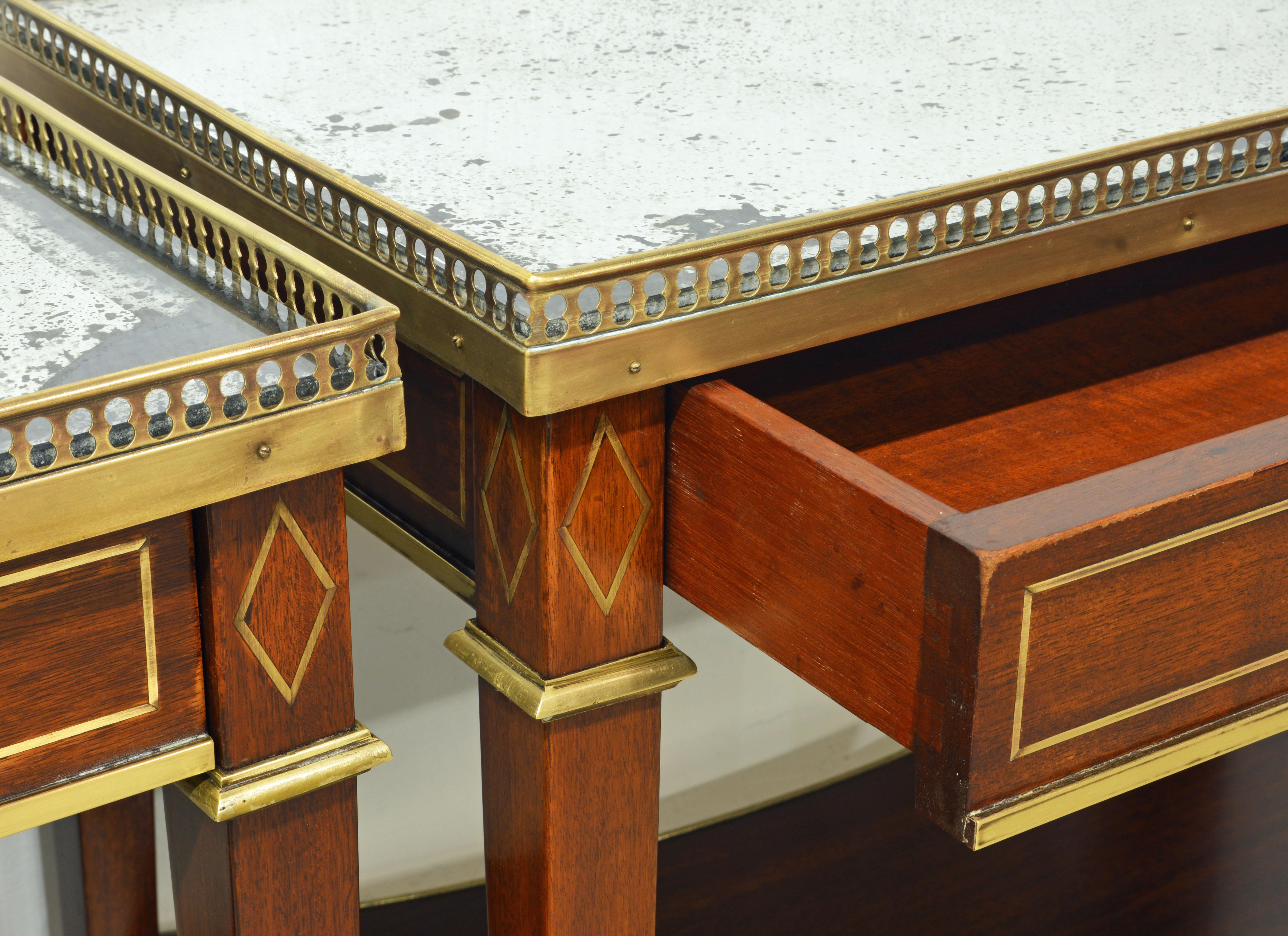 Pair of Mid-20th Century Directoire Style Mirror Top Side Tables by ...
