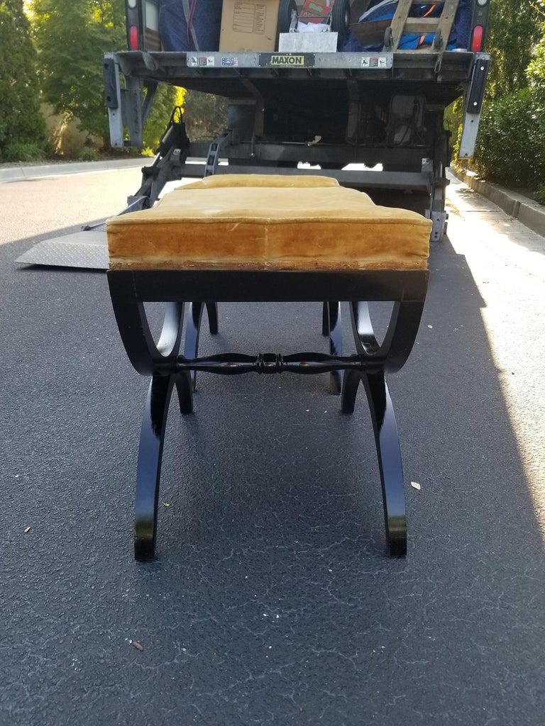 Pair of Mid-20th Century Black Regency Style X Benches by Grand Ledge ...