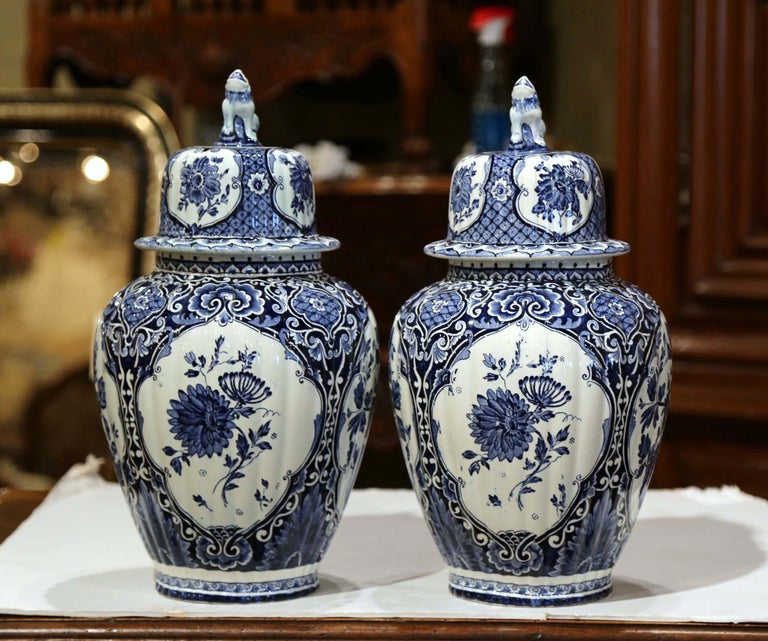 Pair of Mid-20th Century Dutch Blue and White Royal Maastricht Delft ...