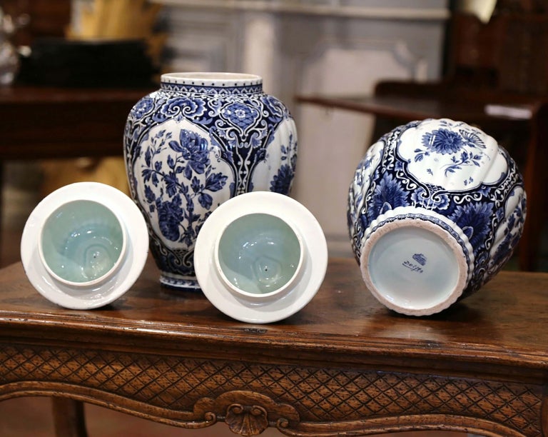 Pair of Mid-20th Century Dutch Painted Blue and White Faience Delft ...