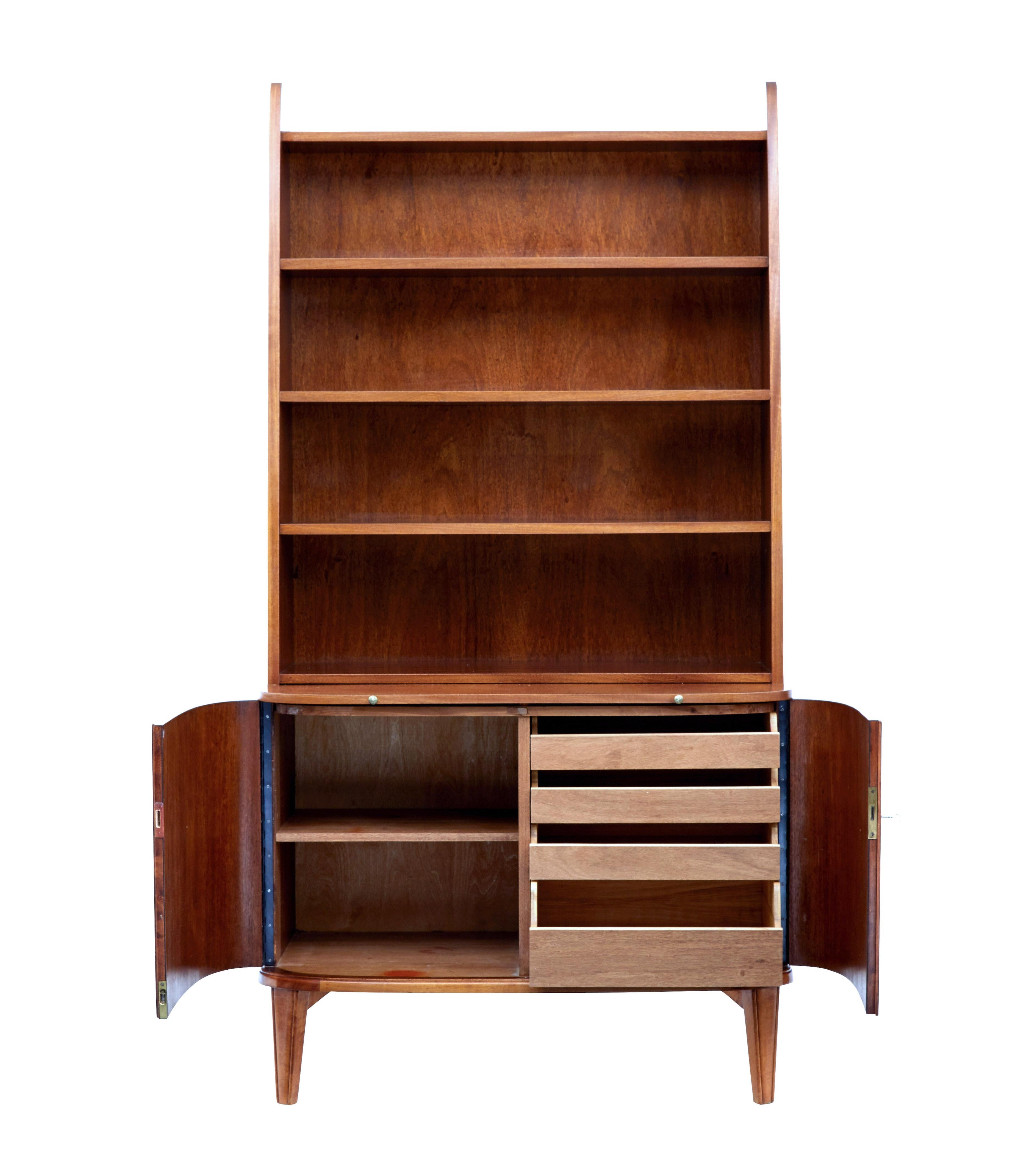 Pair of Mid 20th Century Flame Mahogany Scandinavian Bookcases by ...
