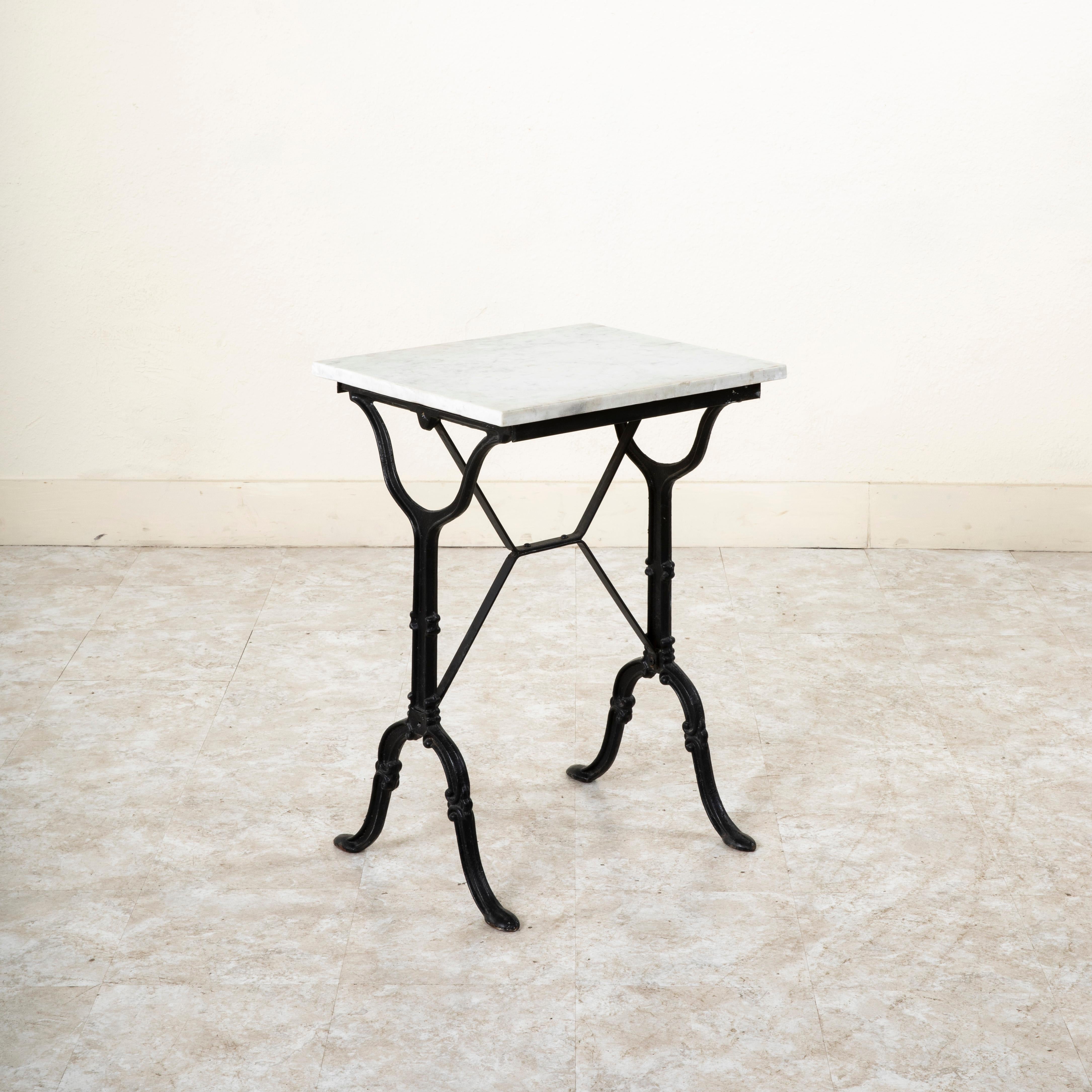 Pair of Mid-20th Century French Iron and Marble Bistro Tables or Side ...