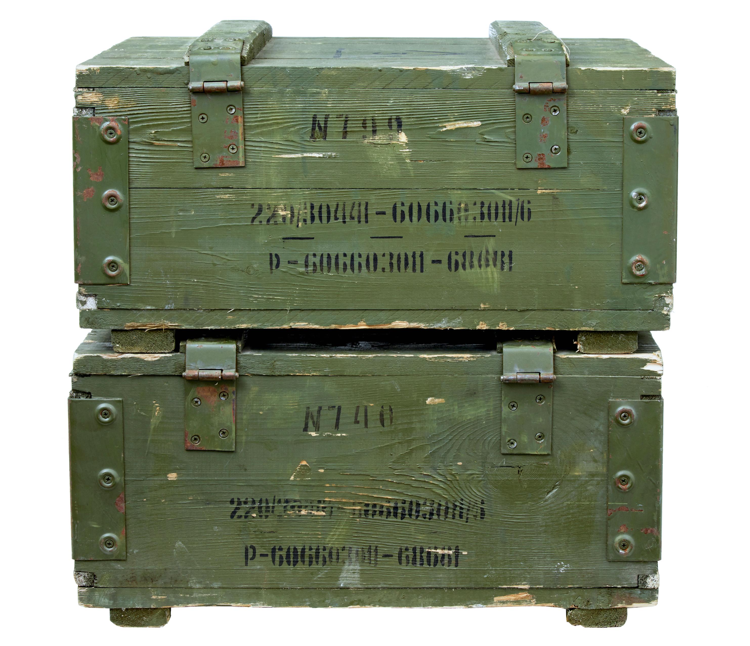 Pair of Mid-20th Century Swedish Pine Ammo Boxes at 1stDibs