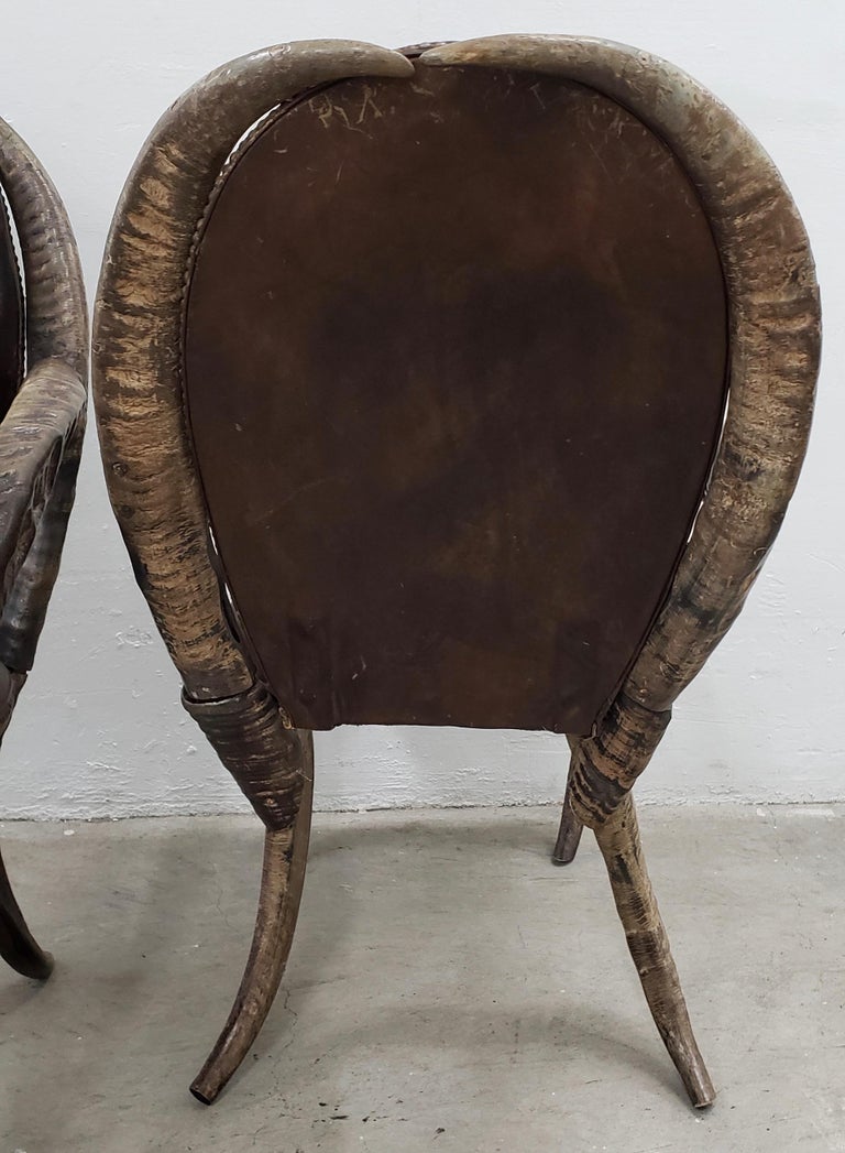 Pair of Mid-20th Century Water Buffalo Horn and Leather Armchairs at ...