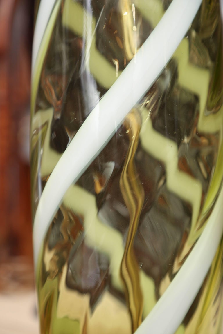 Pair of Midcentury "Apple Green" Murano Table Lamps at 1stDibs
