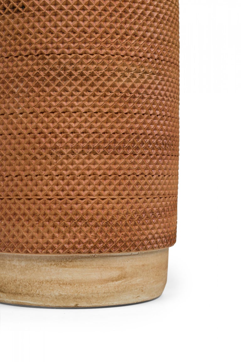 Pair of Mid-Century American Ceramic Terra Cotta Roll Table Lamps For ...
