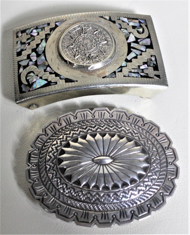 Pair of Mid-Century American Navajo J. Blackgoat and Mexican Silver ...