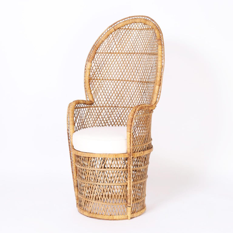 Pair of Mid-Century Anglo Indian Wicker and Rattan Peacock Chairs at ...