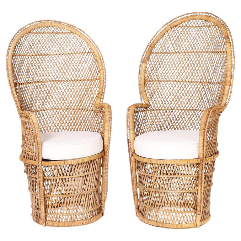 Pair of Mid-Century Anglo Indian Wicker and Rattan Peacock Chairs at ...