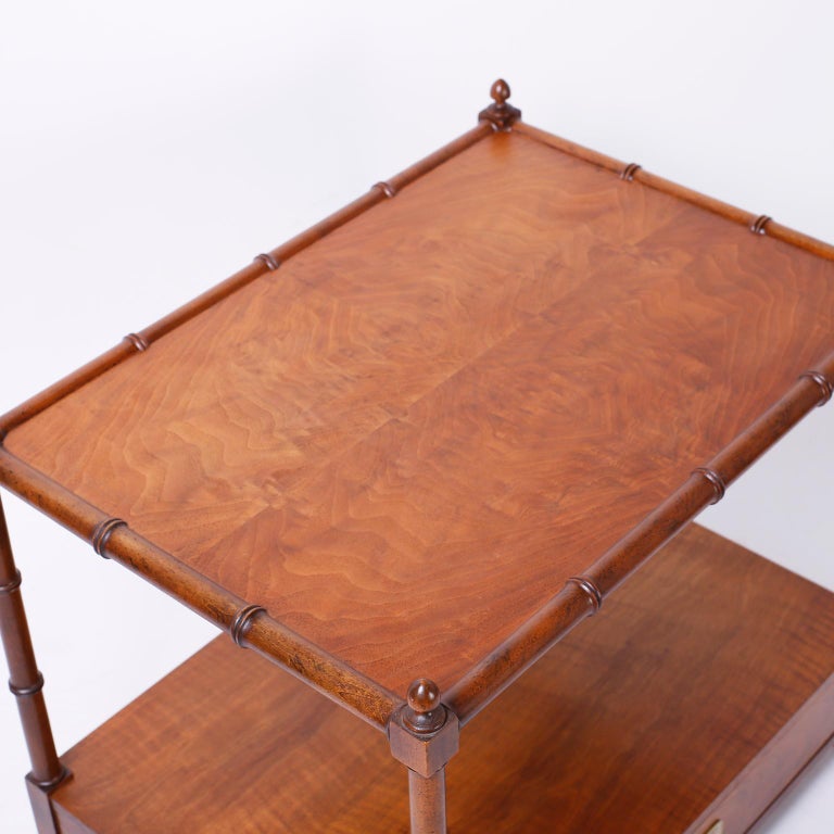 Pair of Midcentury Baker Faux Bamboo End Tables or Nightstands at 1stDibs