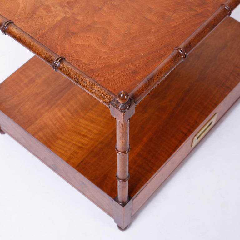 Pair of Midcentury Baker Faux Bamboo End Tables or Nightstands at 1stDibs