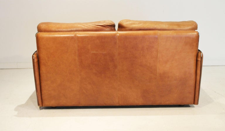 Pair of Mid-Century Baxter Furniture Leather Loveseats For Sale at 1stDibs