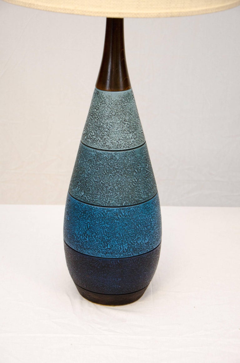 Pair of Midcentury Blue Ceramic Lamps, London Lamps at 1stDibs