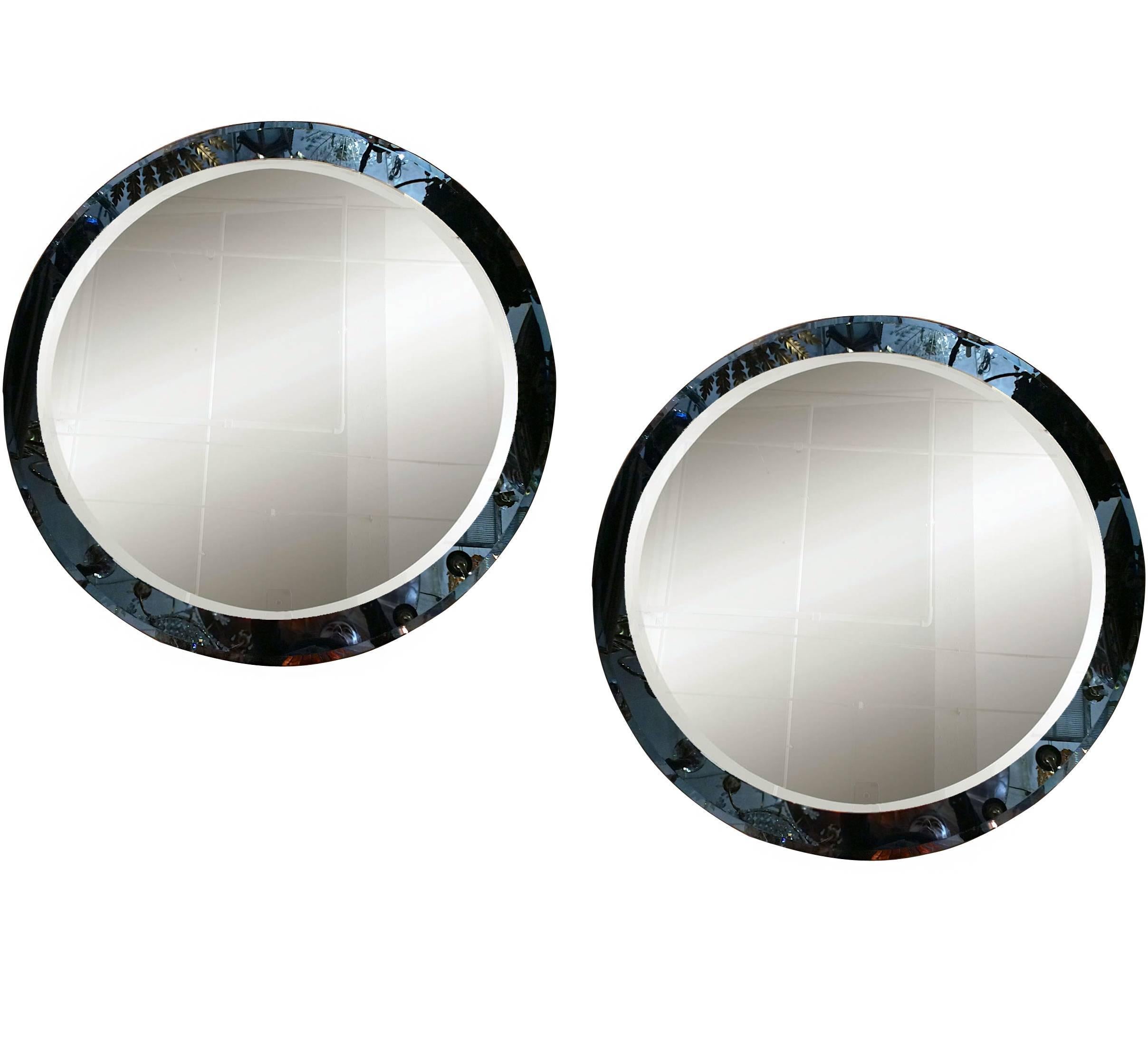 Pair of Mid-Century Blue Mirrors. Sold separately For Sale at 1stDibs