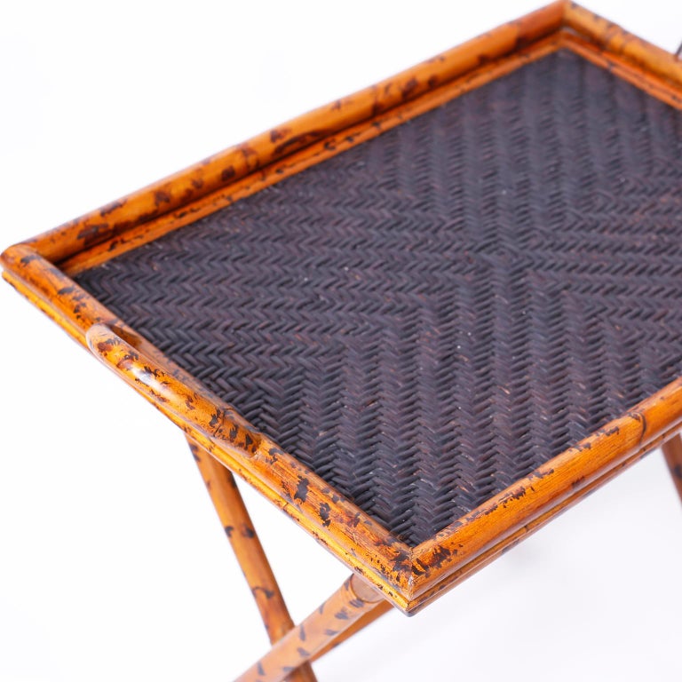 Pair of Midcentury British Colonial Style Bamboo Tray Tables at 1stDibs