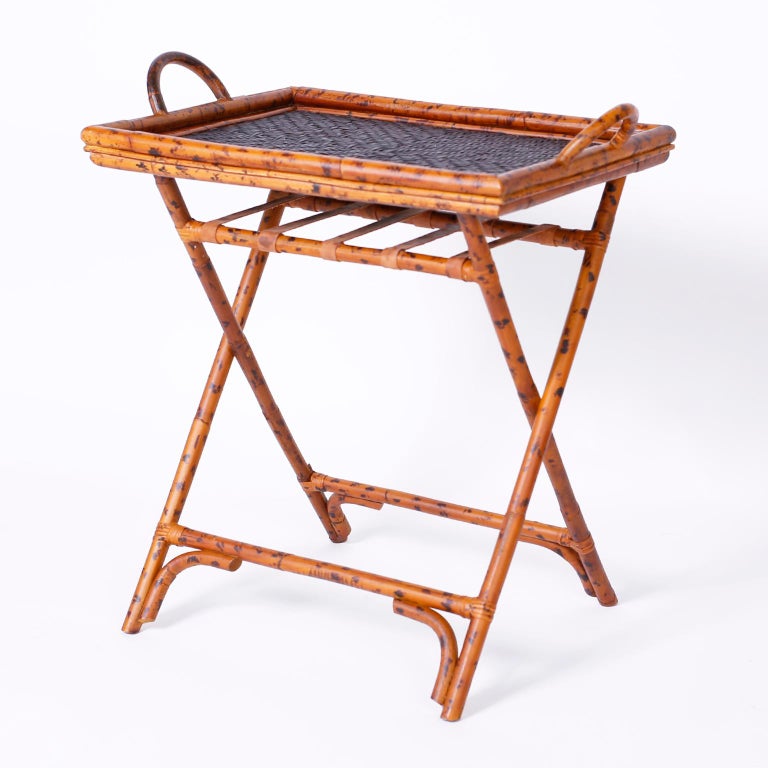 Pair of Midcentury British Colonial Style Bamboo Tray Tables at 1stDibs