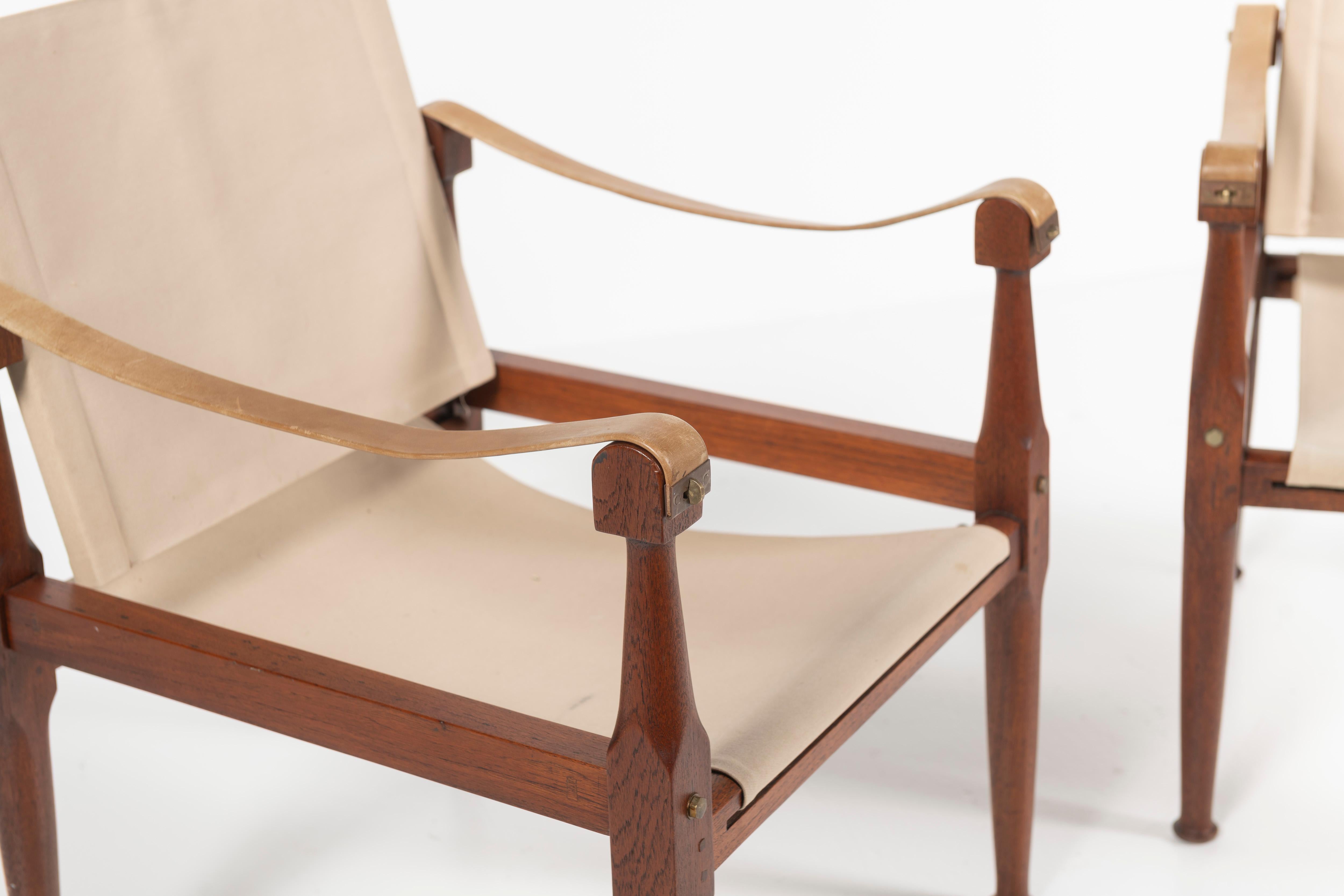 Pair of Mid Century Campaign Chairs in the style of Kaare Klint ...