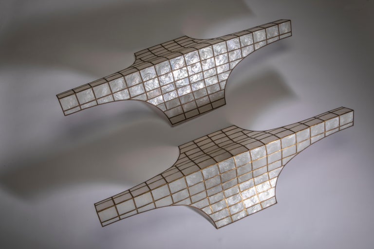 Pair of Mid Century Capiz 'Shell' Sconces For Sale at 1stDibs