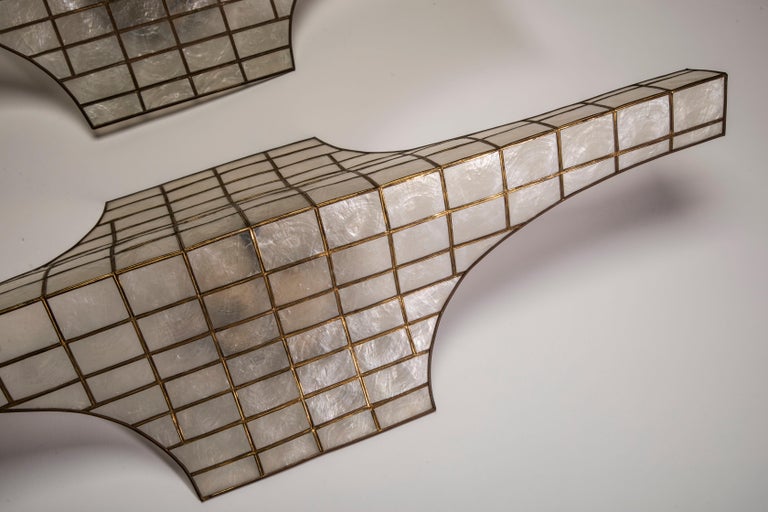 Pair of Mid Century Capiz 'Shell' Sconces For Sale at 1stDibs