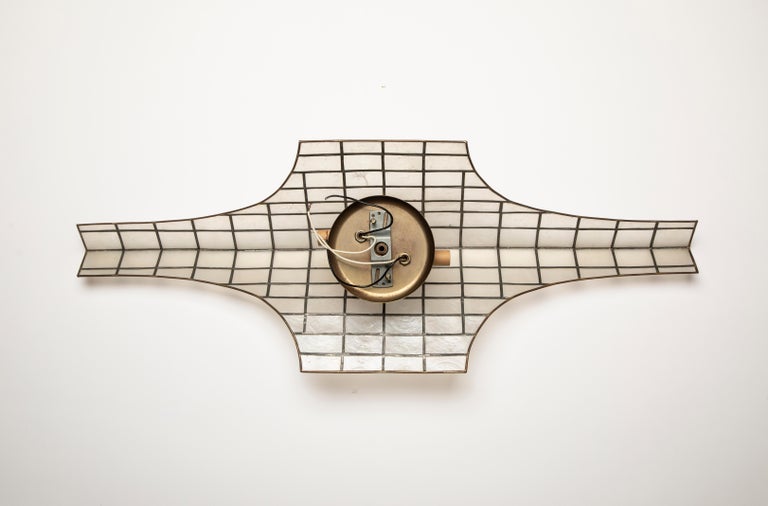 Pair of Mid Century Capiz 'Shell' Sconces For Sale at 1stDibs