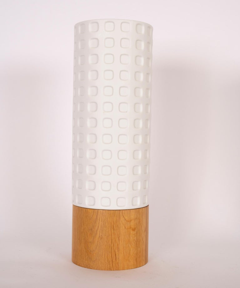 Pair of Midcentury Ceramic and Wood Table Lamps For Sale at 1stDibs