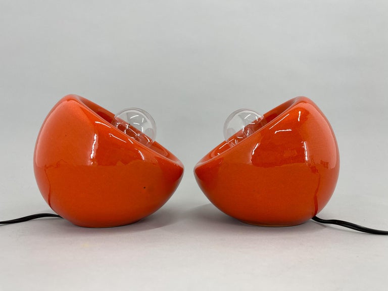 Pair of Mid-Century Ceramic Enzo Bioli Table Lamps For Sale at 1stDibs