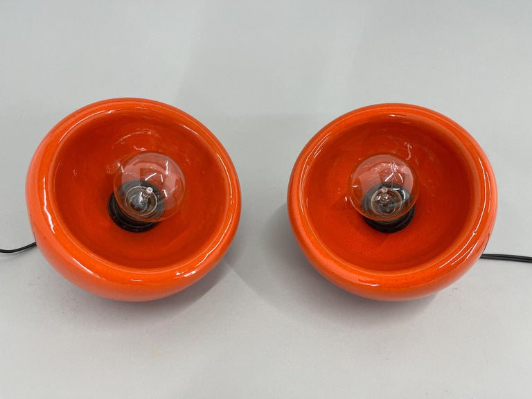 Pair of Mid-Century Ceramic Enzo Bioli Table Lamps For Sale at 1stDibs