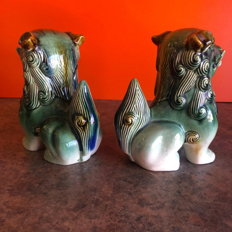 Pair of Midcentury Ceramic Foo Dogs / Bookends at 1stDibs | vintage ...