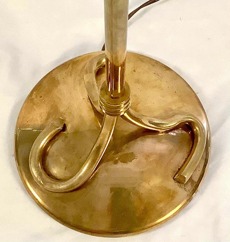 Pair of Mid-Century Chapman Brass Palm Leaf Lamps with Tole Shades For ...