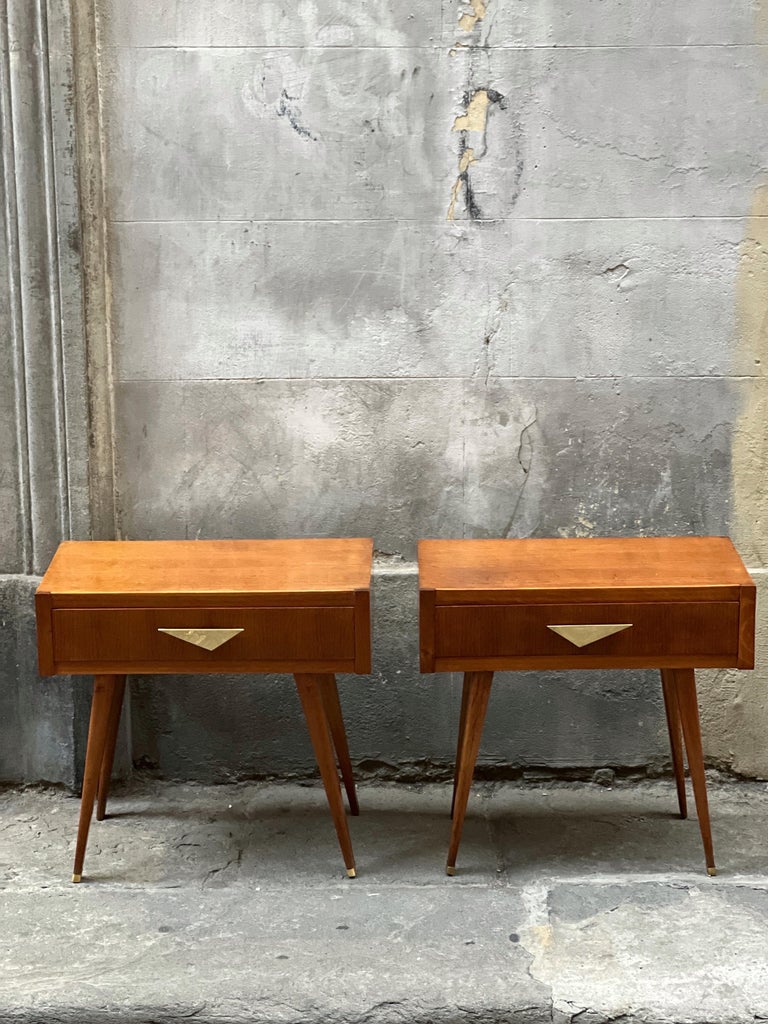 Pair of Mid-Century Cherry Wood Bedside Tables, 1950s For Sale at 1stDibs