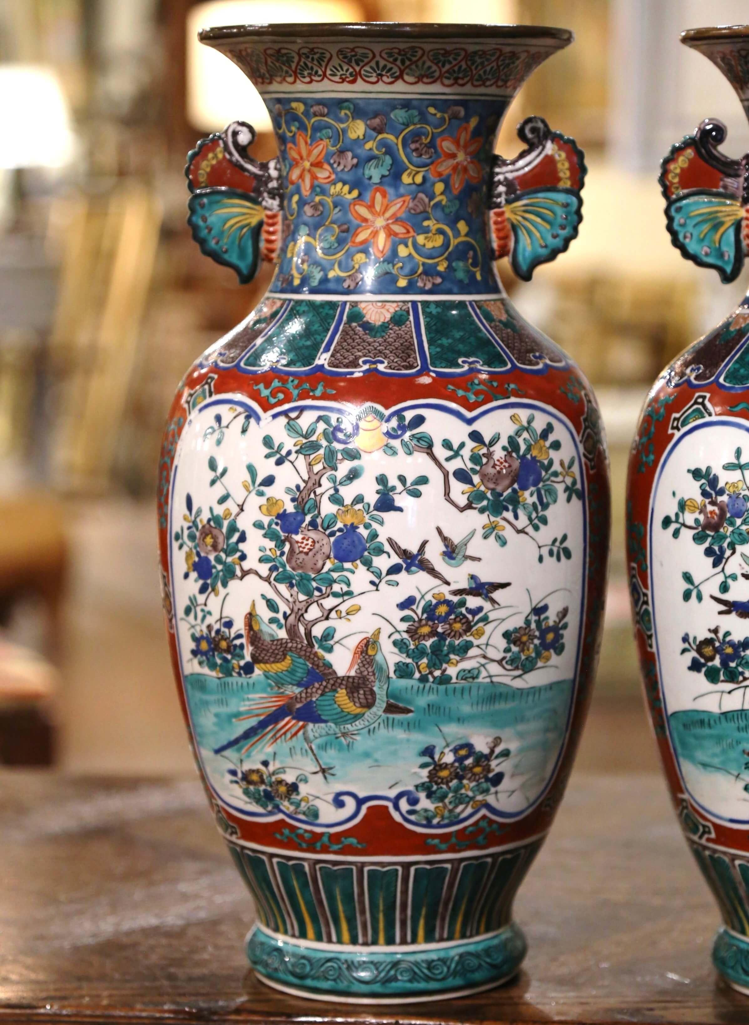 Pair of Midcentury Chinese Polychrome and Gilt Porcelain Vases For Sale ...