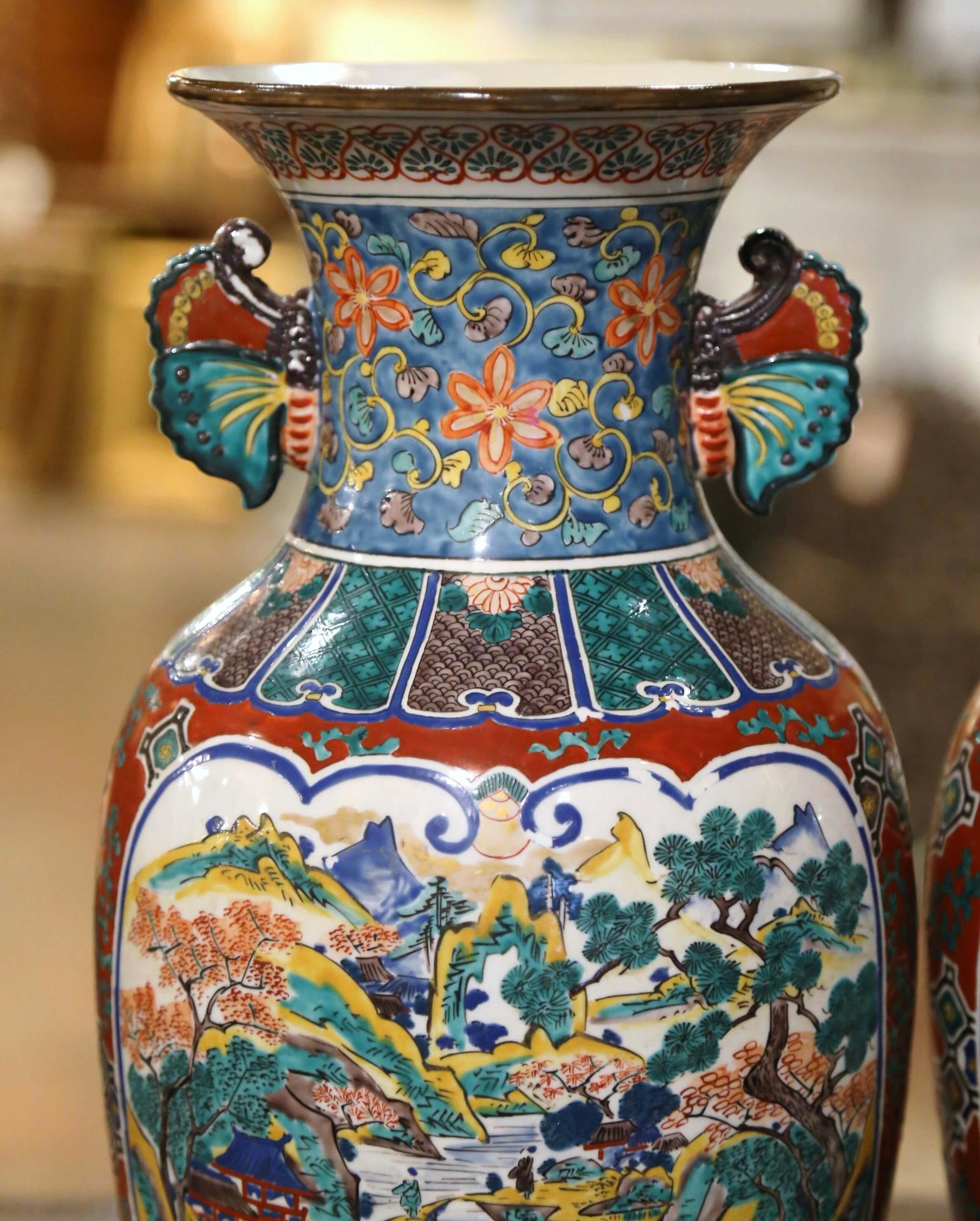 Pair of Midcentury Chinese Polychrome and Gilt Porcelain Vases For Sale ...
