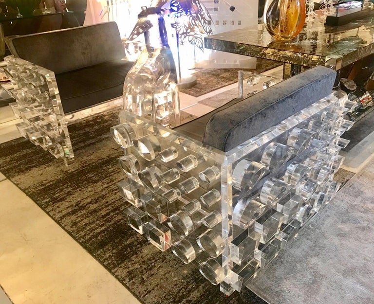 Pair of Mid-Century Custom Made Lucite Club Chairs at 1stDibs