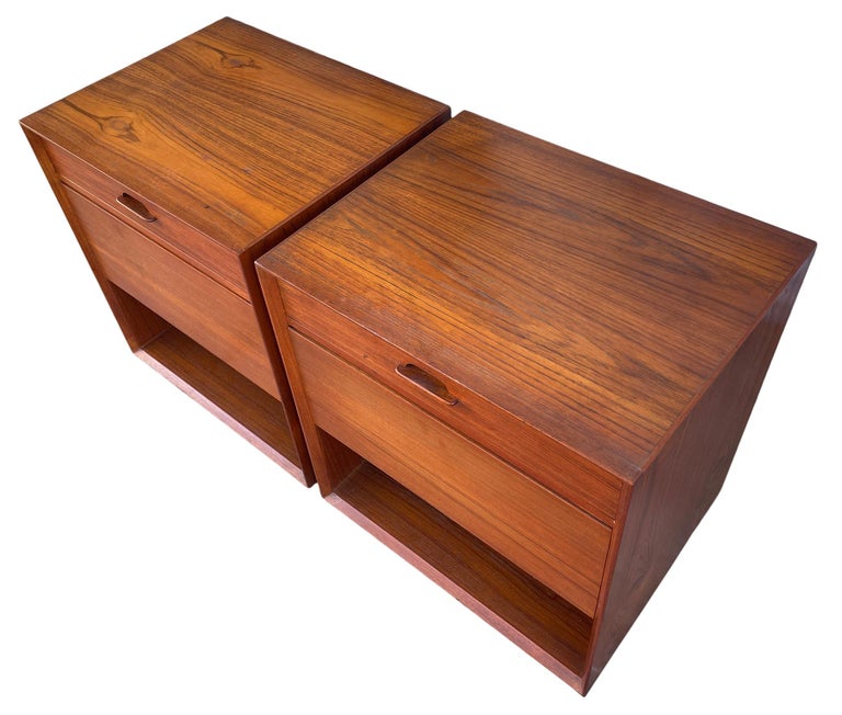 Pair of Mid Century Danish Modem Teak Floating Nightstands Wall Mount ...