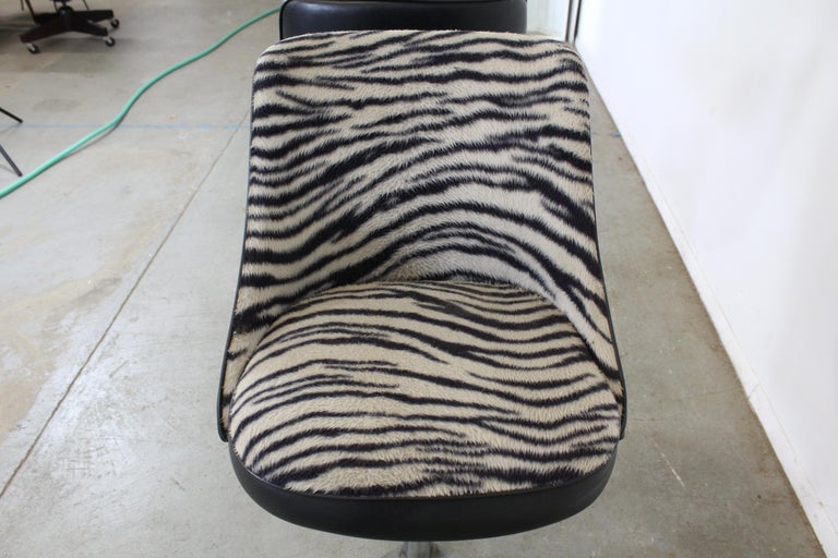 Pair of Midcentury Danish Modern Chromcraft Zebra Print Swivel Bar ...