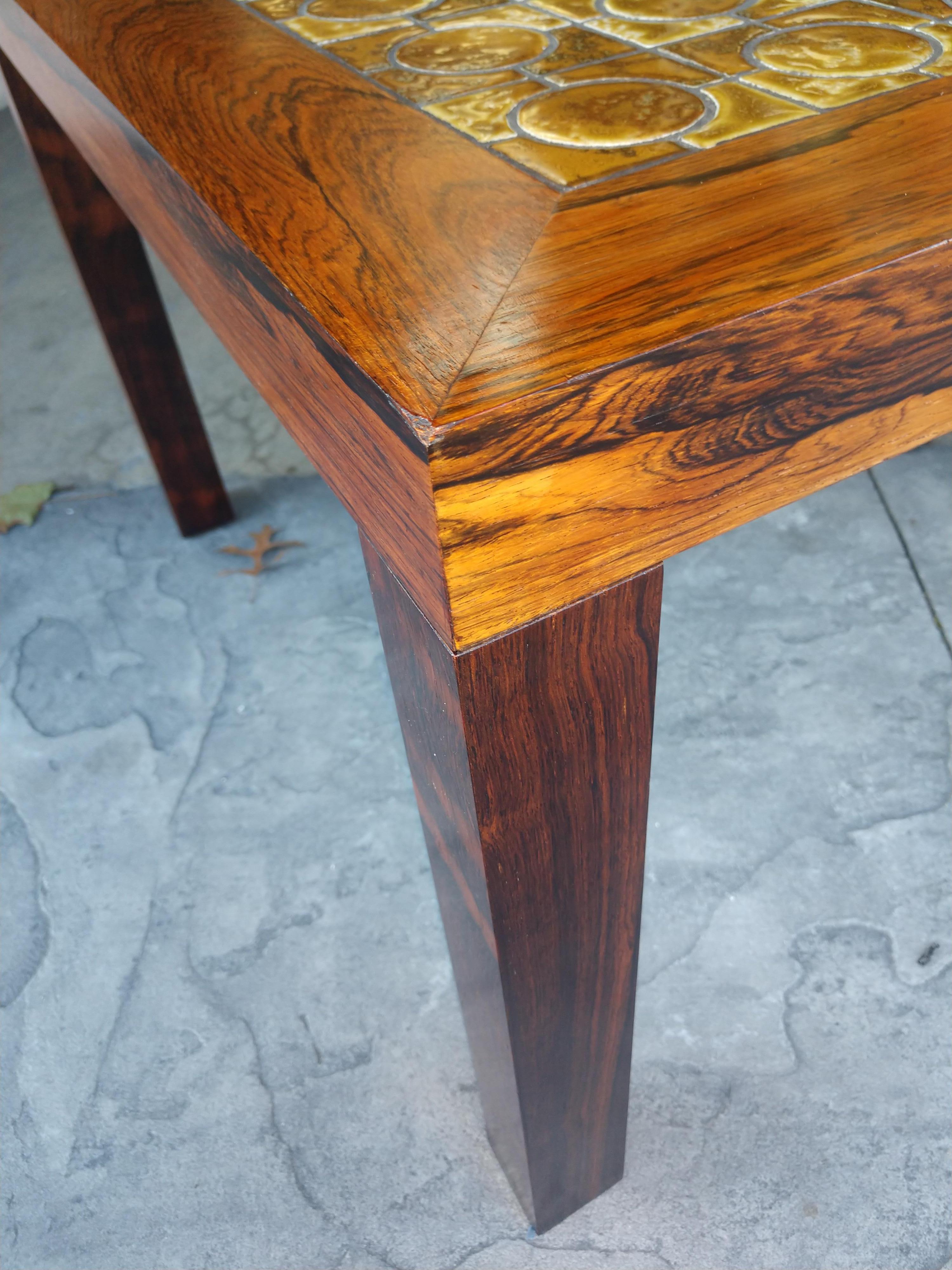 Pair of Mid Century Danish Modern Rosewood End Tables with Inset Tile ...