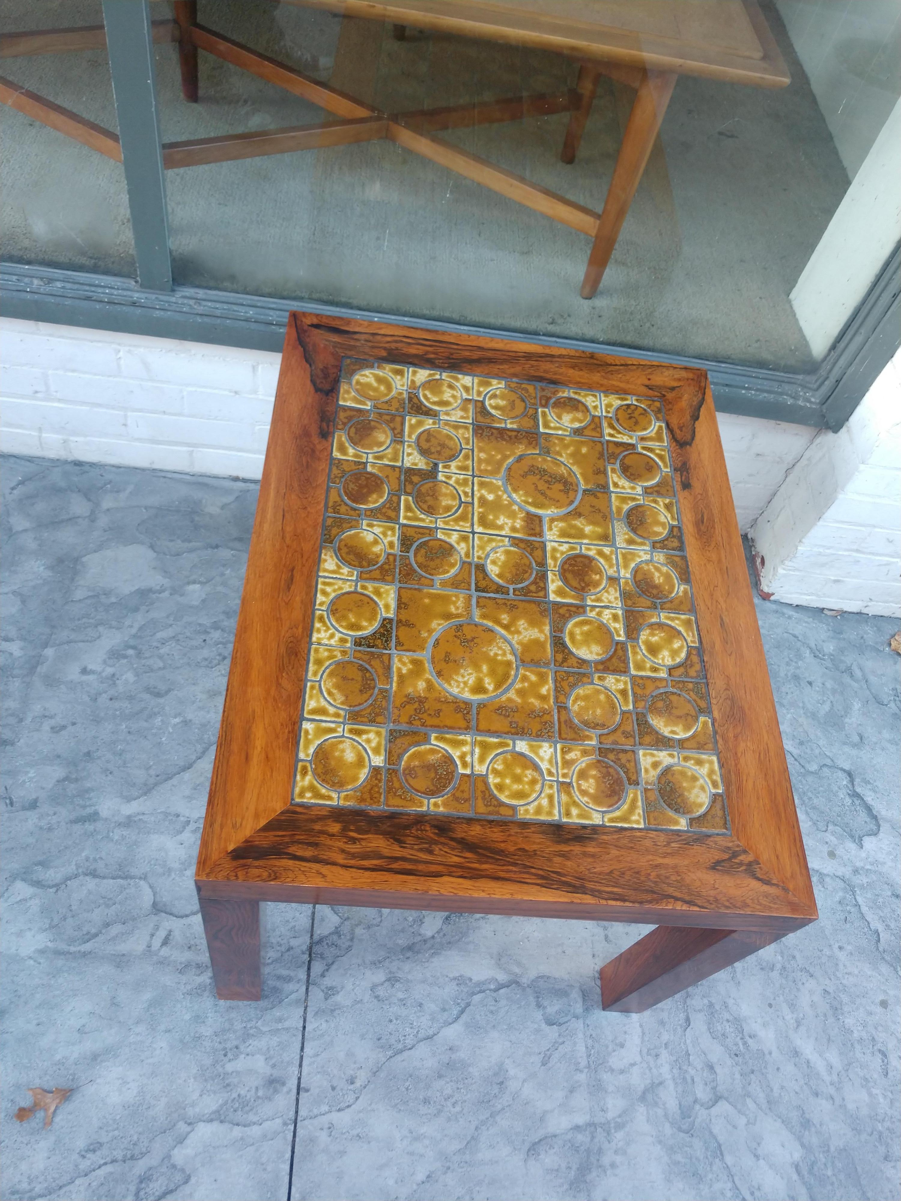 Pair of Mid Century Danish Modern Rosewood End Tables with Inset Tile ...
