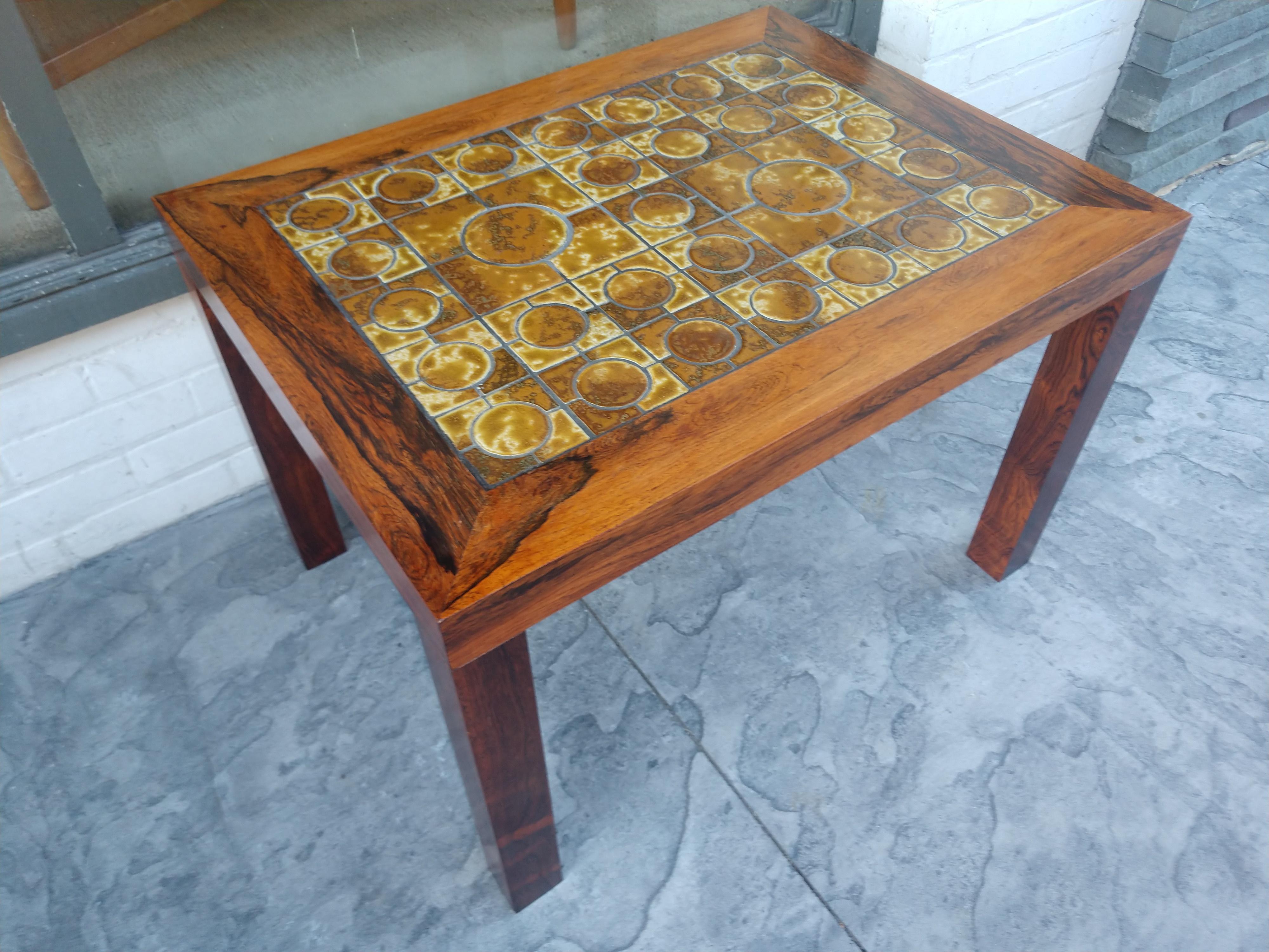 Pair of Mid Century Danish Modern Rosewood End Tables with Inset Tile ...