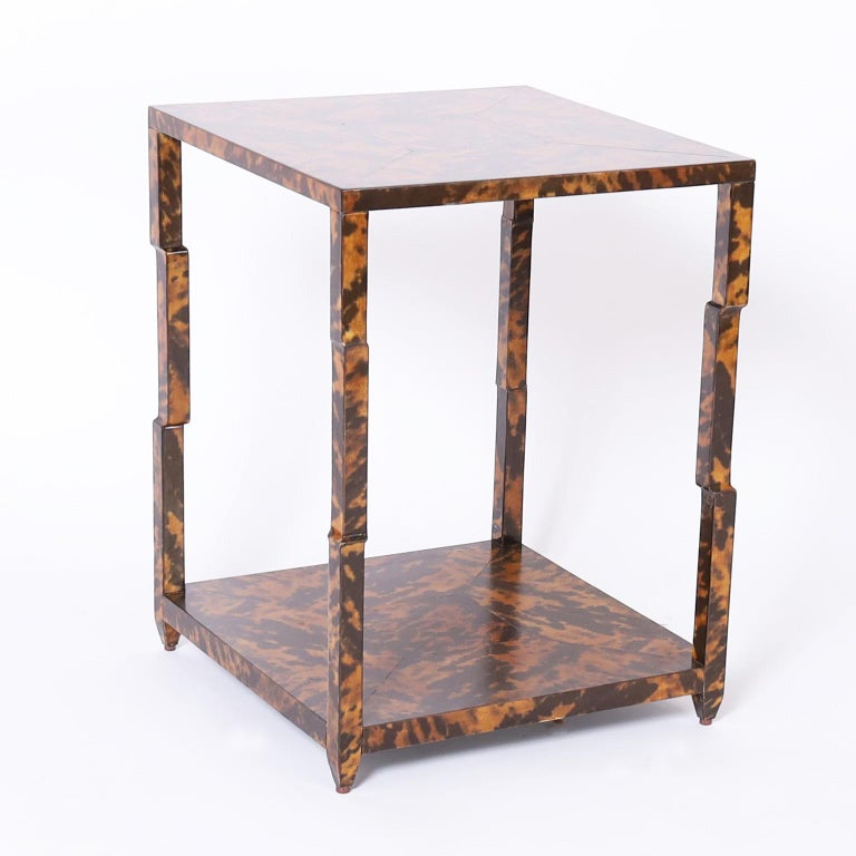 Pair of Mid-Century Faux Tortoise Stands or Tables For Sale at 1stDibs